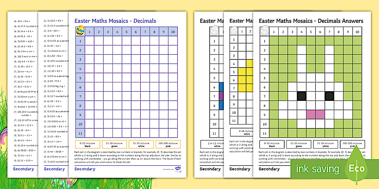 Easter Maths Mosaic Worksheet / Worksheets (teacher made)