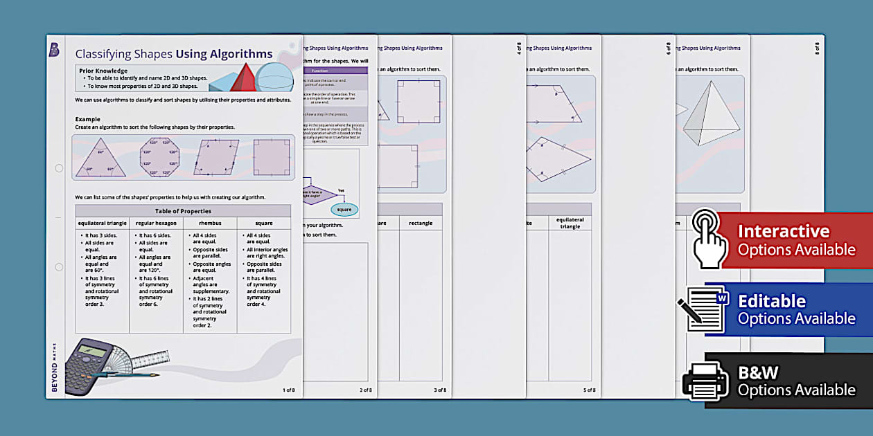 Classifying Shapes Using Algorithms Activity Sheet - Twinkl