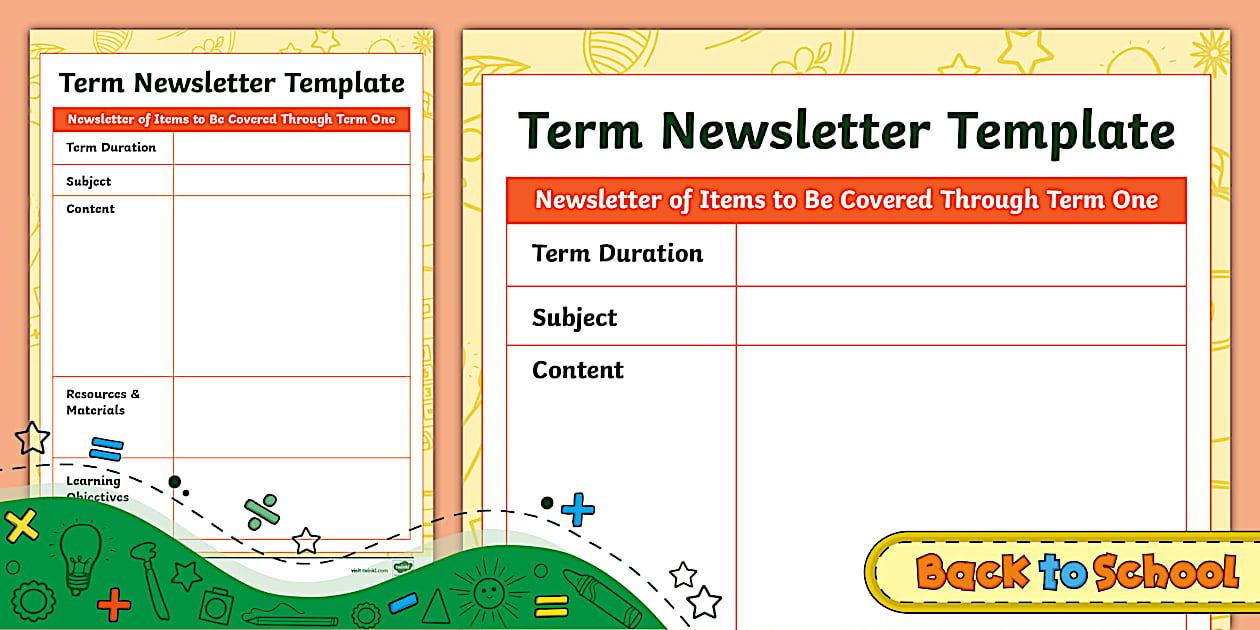 Back to School Newsletter Template (teacher made) - Twinkl