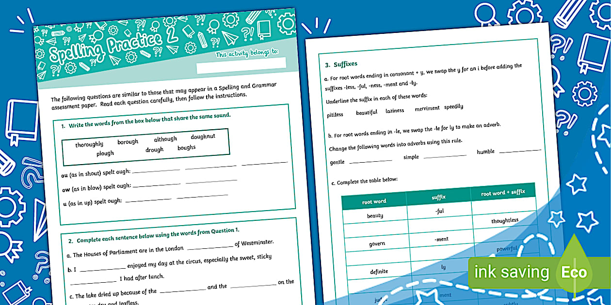 Spelling Practice 2 (Ages 9 - 11) (teacher made) - Twinkl