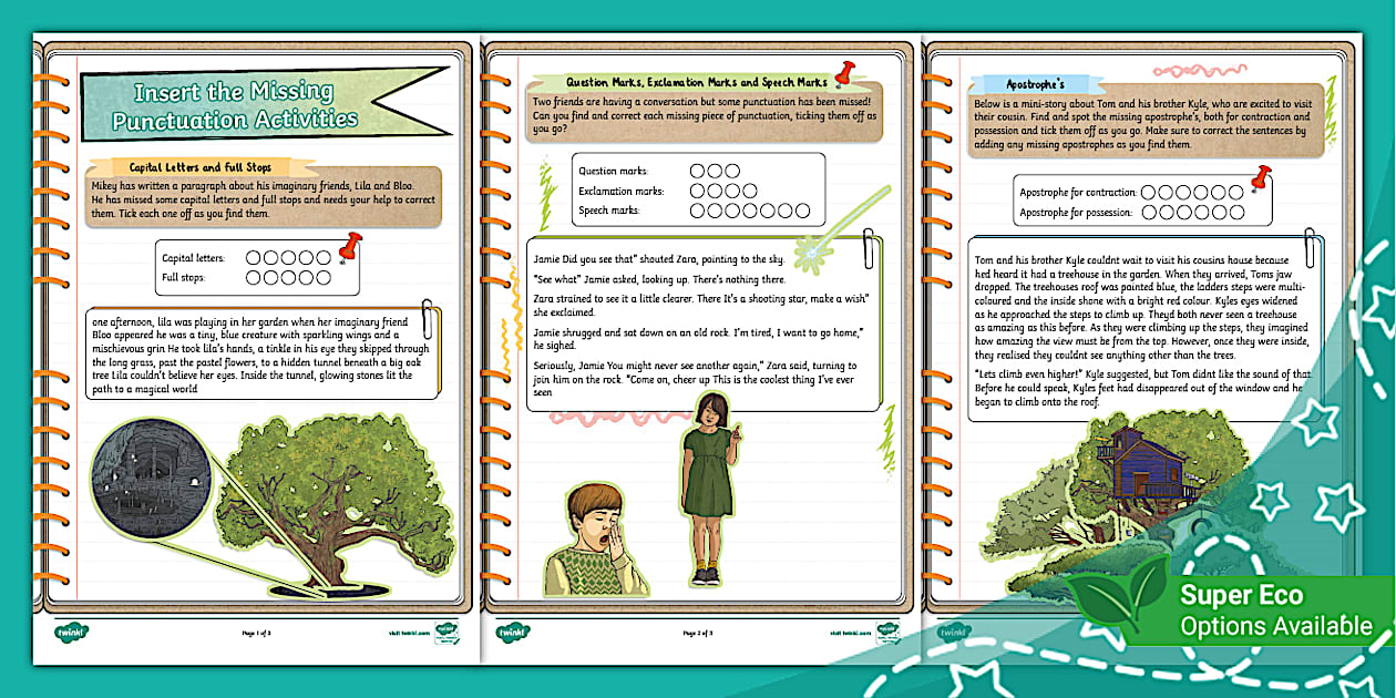 Insert the Missing Punctuation Activities (Ages 7 - 8)