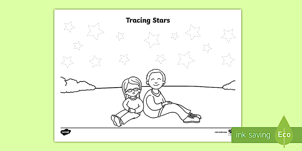 Tracing Stars Worksheet (Teacher-Made) - Twinkl