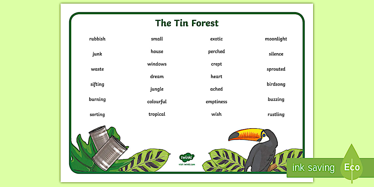 Cursive Word Mat to Support Teaching of The Tin Forest