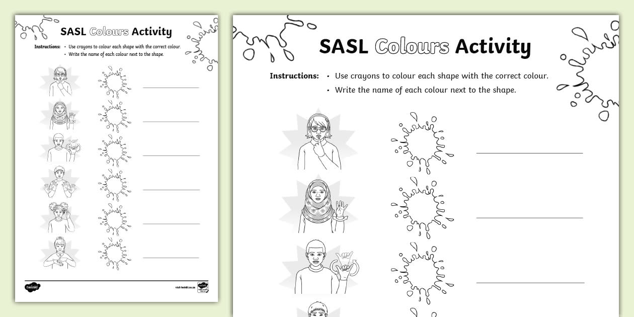 SASL Colour Recognition: A Fun Signing Activity Sheet