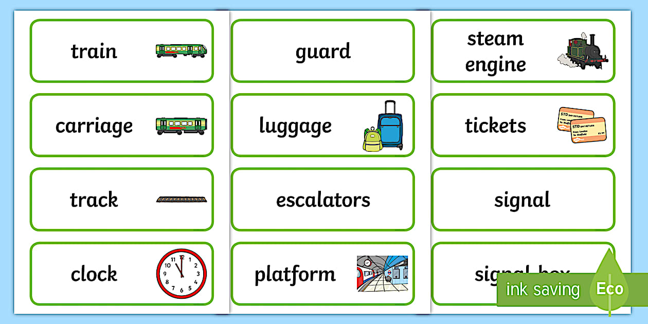 Train Station Word Labels (Teacher-Made) - Twinkl