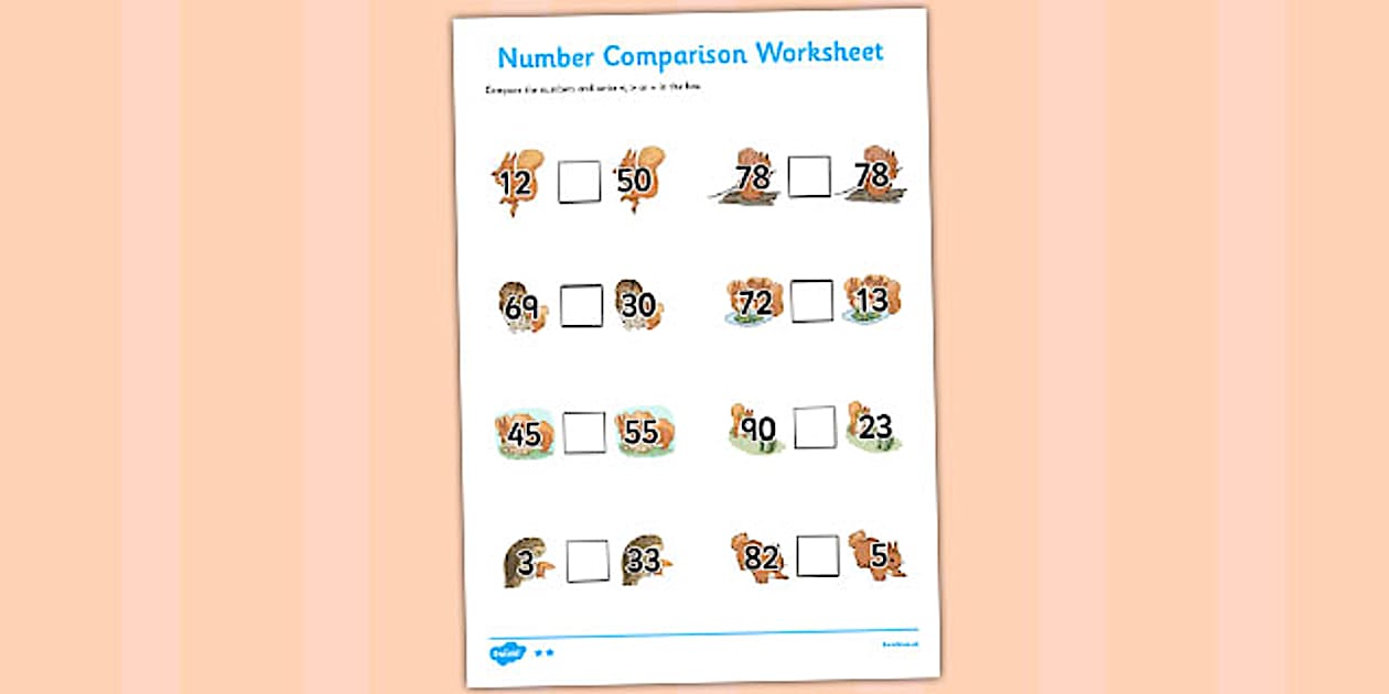 Black and White The Tale of Squirrel Nutkin Number Comparison Worksheets