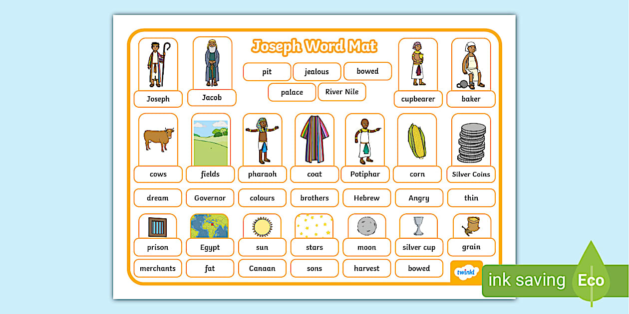 Dyslexic Joseph Word Mat (teacher made) - Twinkl