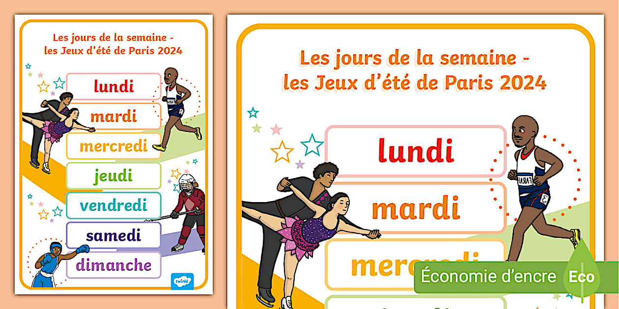 French: Summer Games Days of the Week Poster (teacher made)