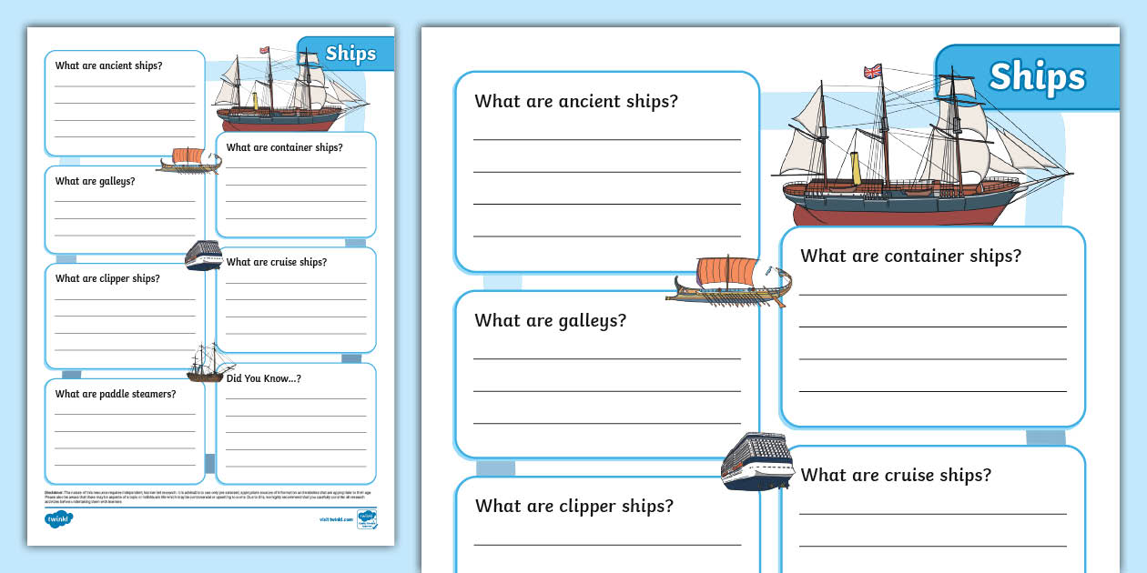 Ships Fact File Template - Twinkl Transport (teacher made)