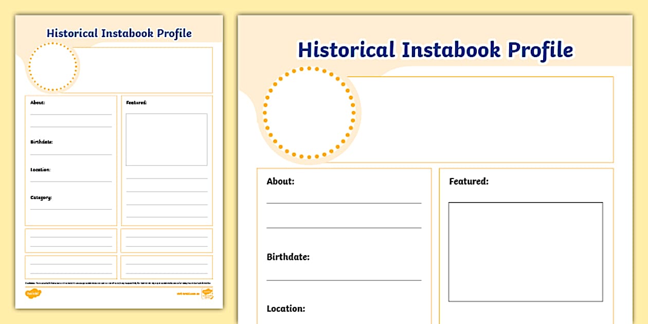 Historical Instabook Profile (teacher made) - Twinkl