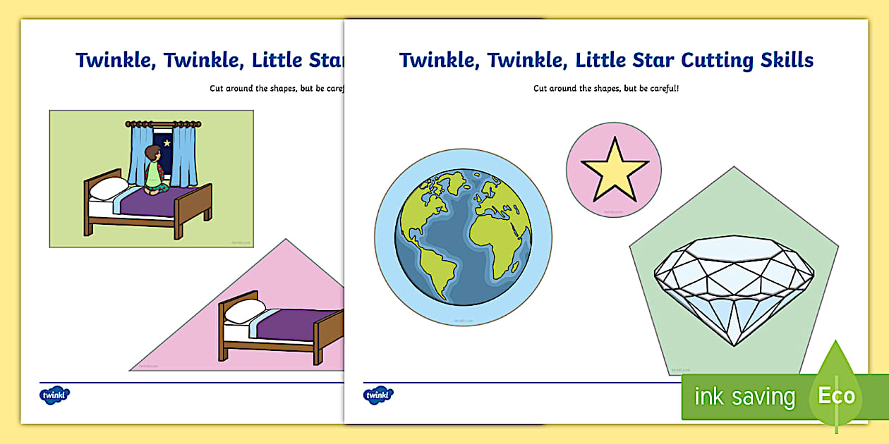 Twinkle, Twinkle, Little Star Cutting Skills Worksheets