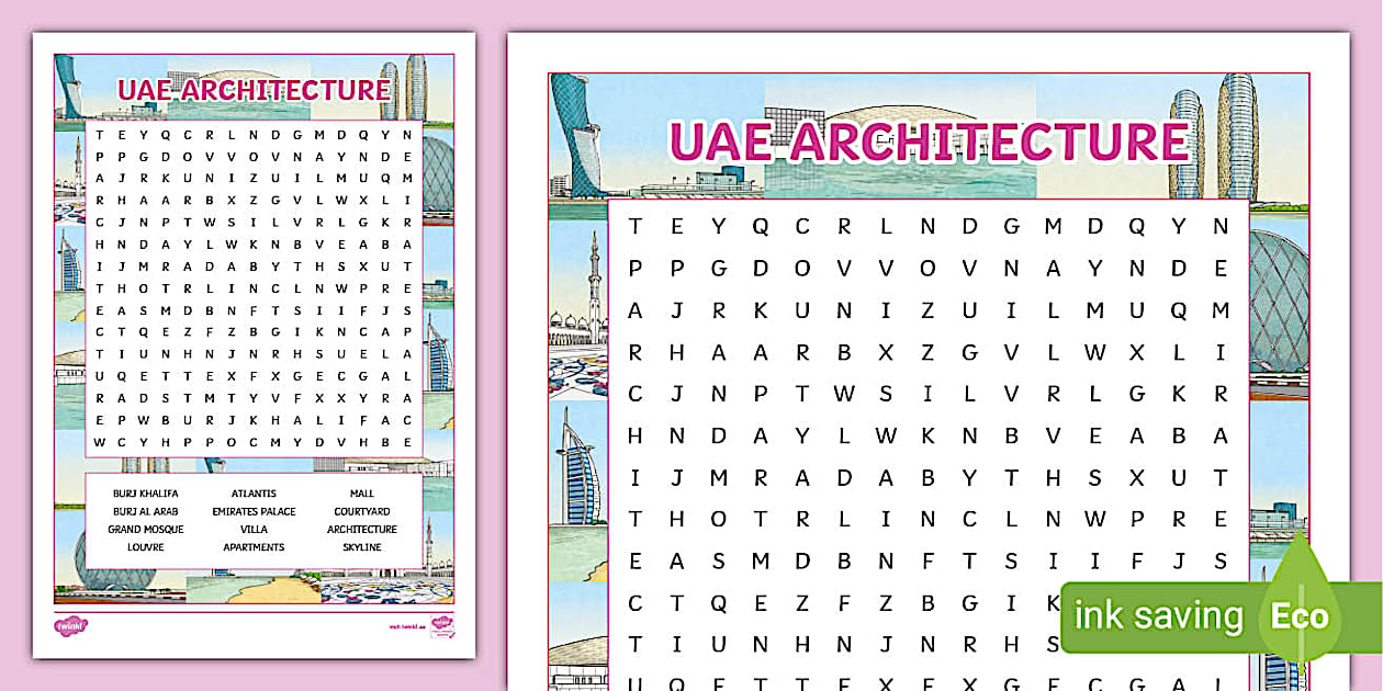 UAE Architecture - Word Find (teacher made) - Twinkl