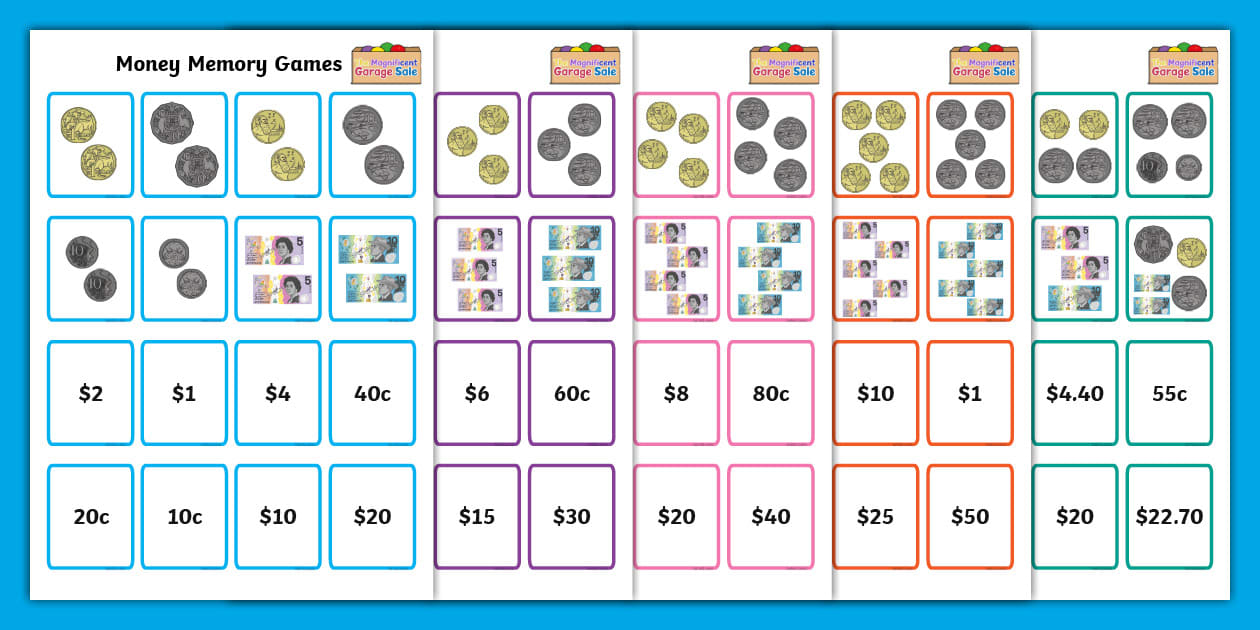 The Magnificent Garage Sale – Australian Money Memory Games