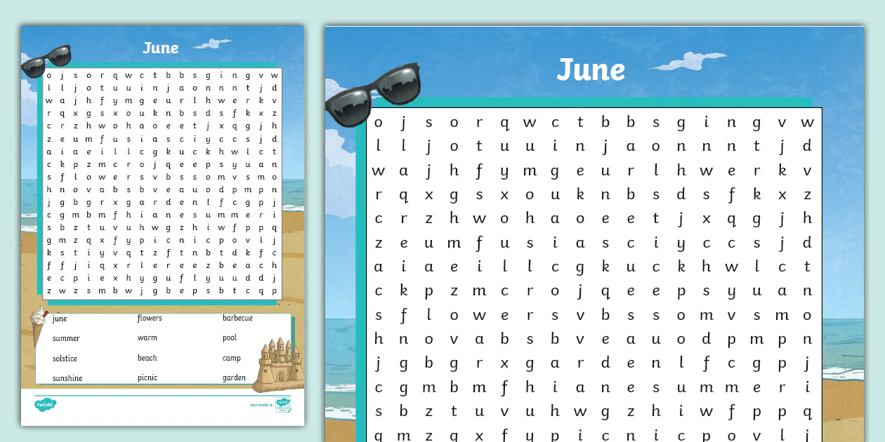 June Word Search (teacher made) - Twinkl