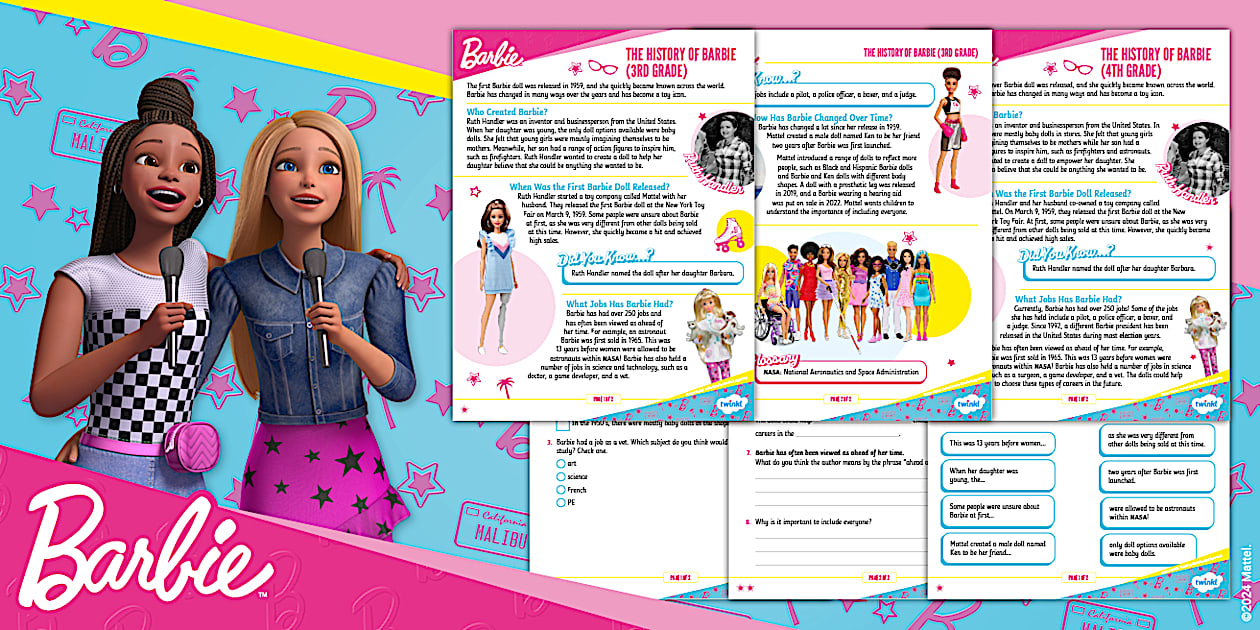 Barbie: The History of Barbie Reading Comp Activities