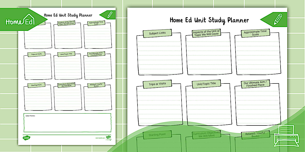 Home Educators | Unit Study Planners | Teacher Planner