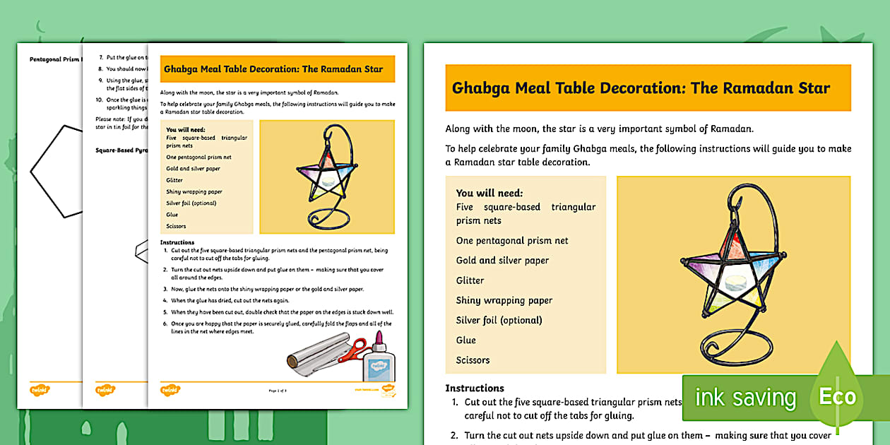 3D Ramadan Star Craft Instructions (teacher made) - Twinkl