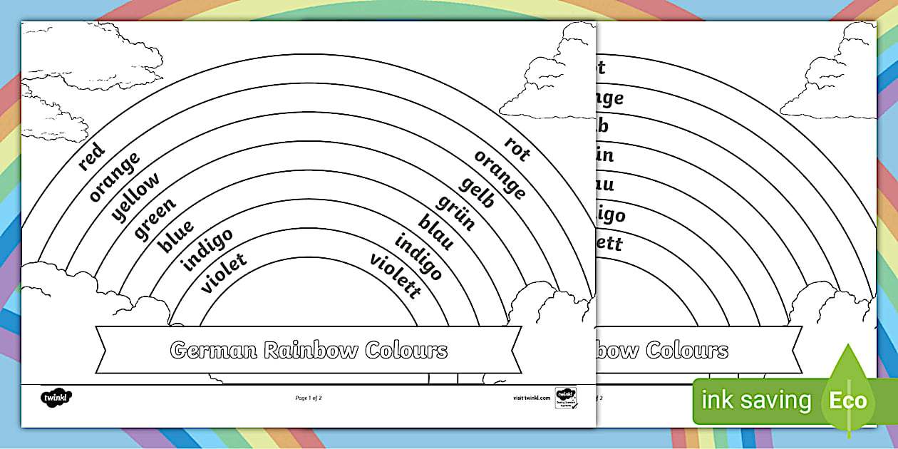 German Rainbow Colouring Activity