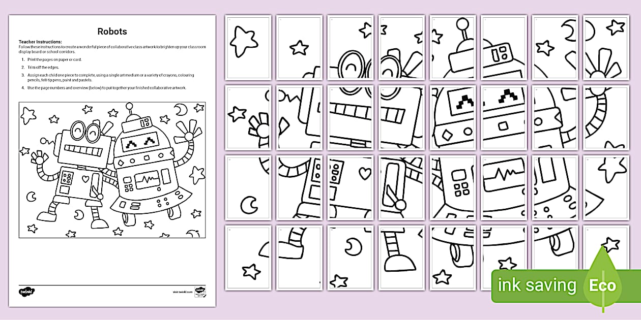Robots Collaborative Colouring Activity Pack - Twinkl