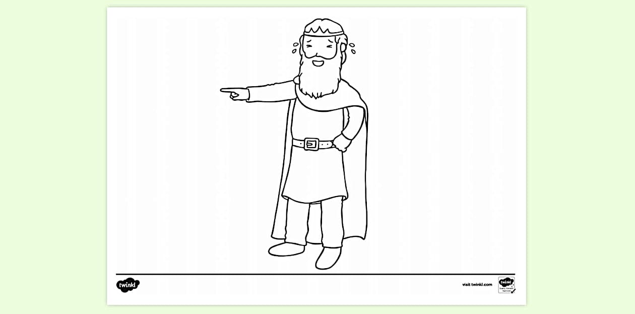 King Laughing Colouring Sheet | Colouring Sheets - Twinkl