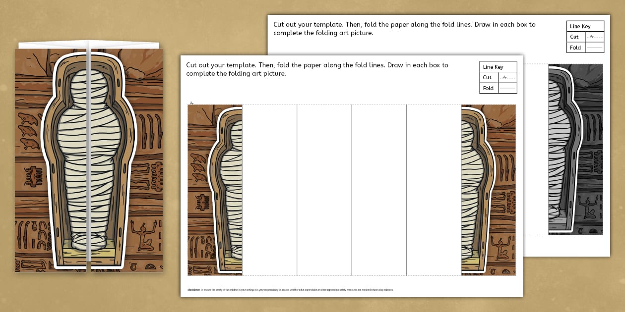 Mummy Folding Art Template (teacher made) - Twinkl