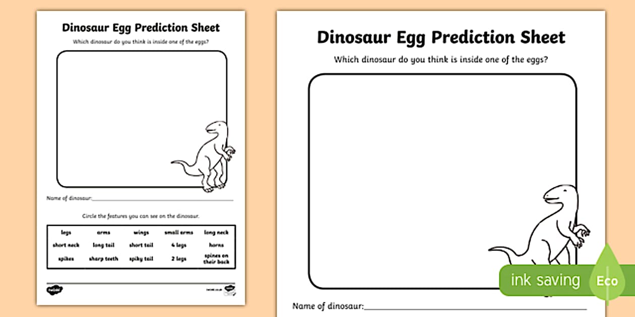 Dinosaur Egg Prediction Sheet (teacher made) - Twinkl