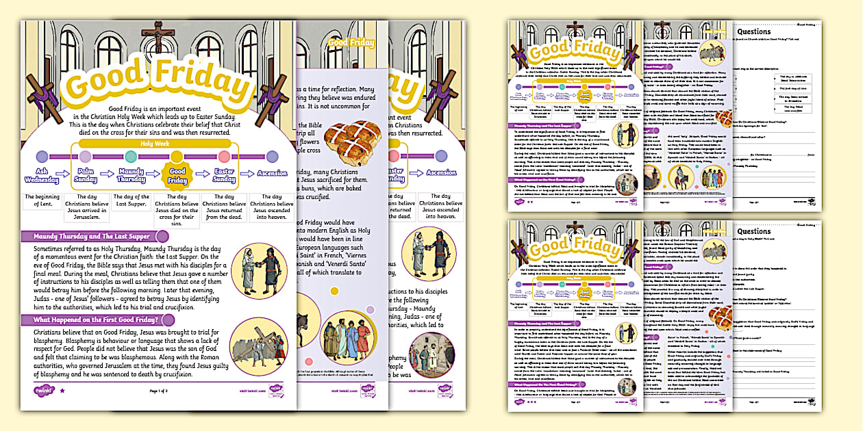 UKS2 Good Friday Differentiated Reading Comprehension Activity