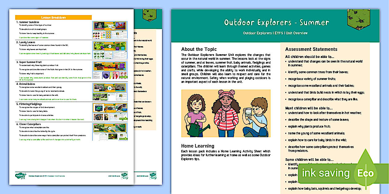 Outdoor Explorers Summer Unit Overview EYFS - Twinkl