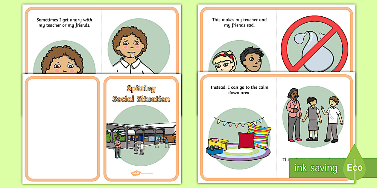 Spitting Social Situation Booklet (teacher made) - Twinkl