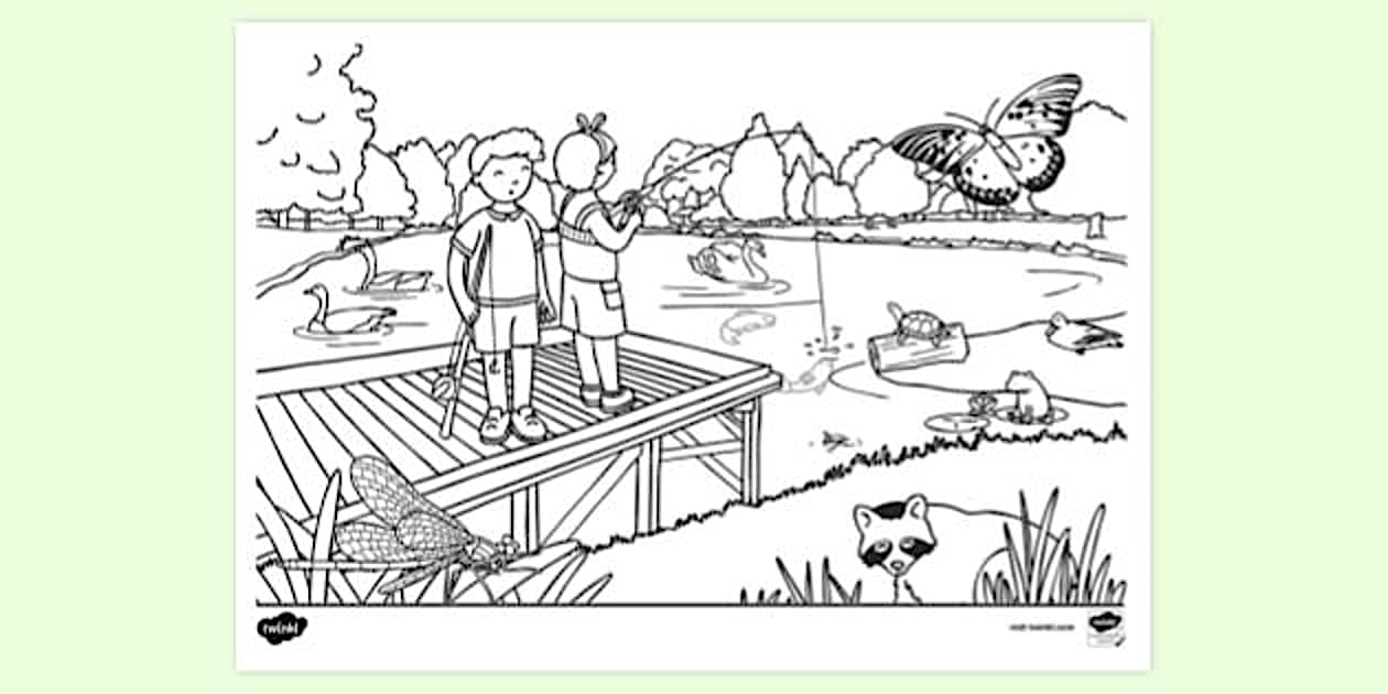 Colourful Landscape Colouring Sheet | Colouring Sheet