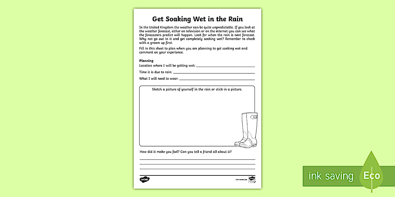 Get Soaking Wet in the Rain Activity (teacher made) - Twinkl