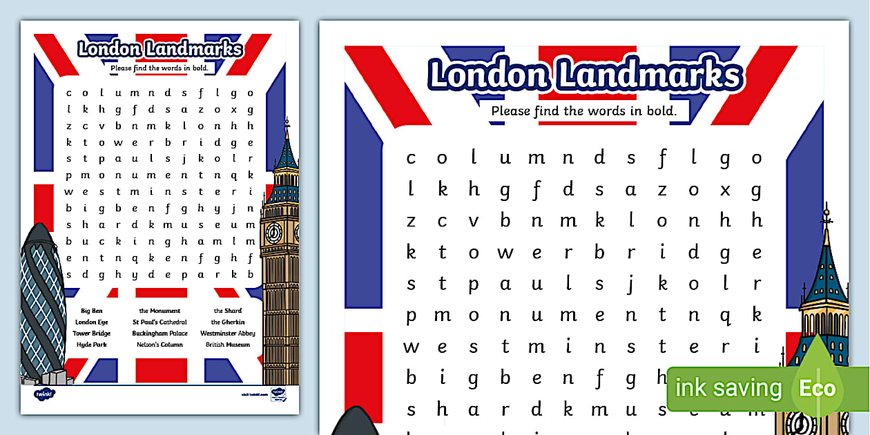 London Landmarks Word Search