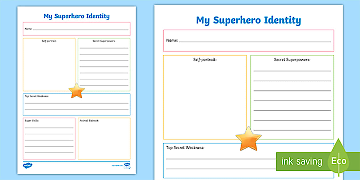 KS2 My Superhero Identity Worksheet (teacher made) - Twinkl