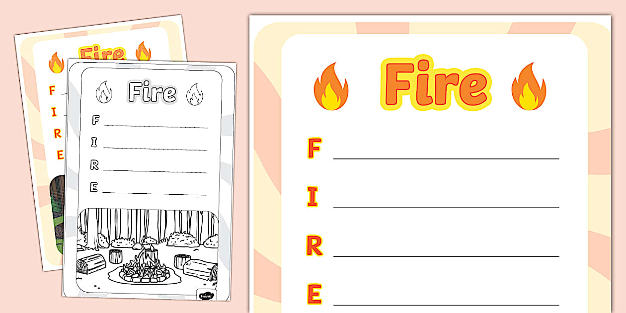Fire Acrostic Poem Template (Teacher-Made) - Twinkl