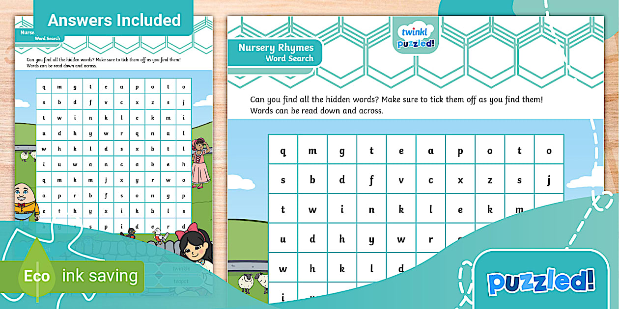 Nursery Rhyme Word Search (teacher made) - Twinkl