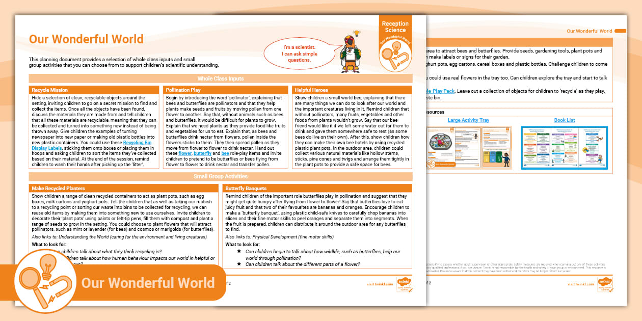 EYFS Science Plan: Our Wonderful World (White Rose Science)