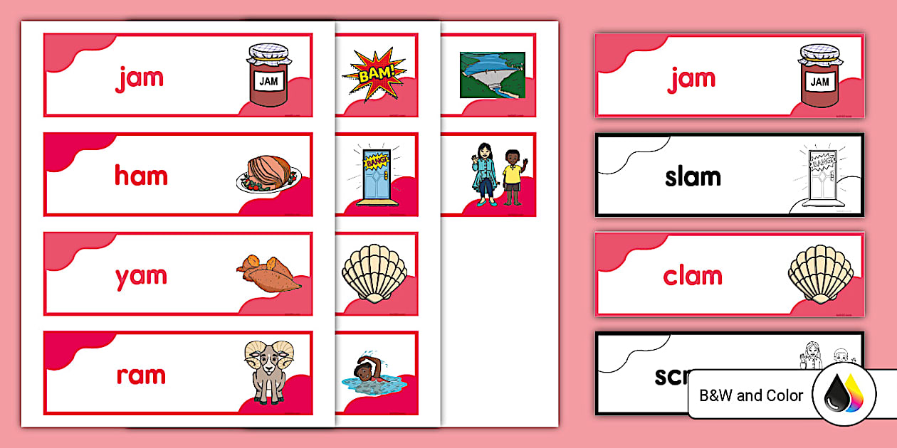 -am Word Family Cards for K-1st Grade (teacher made)