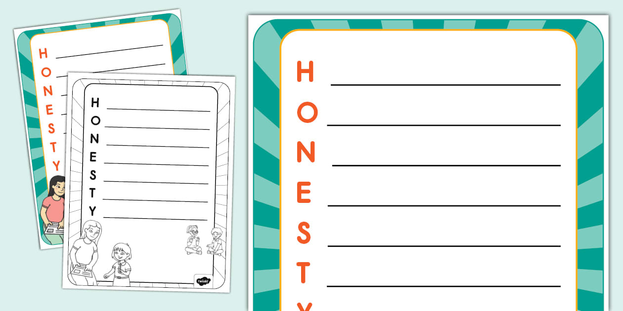 Honesty Acrostic Poem Template (teacher made) - Twinkl
