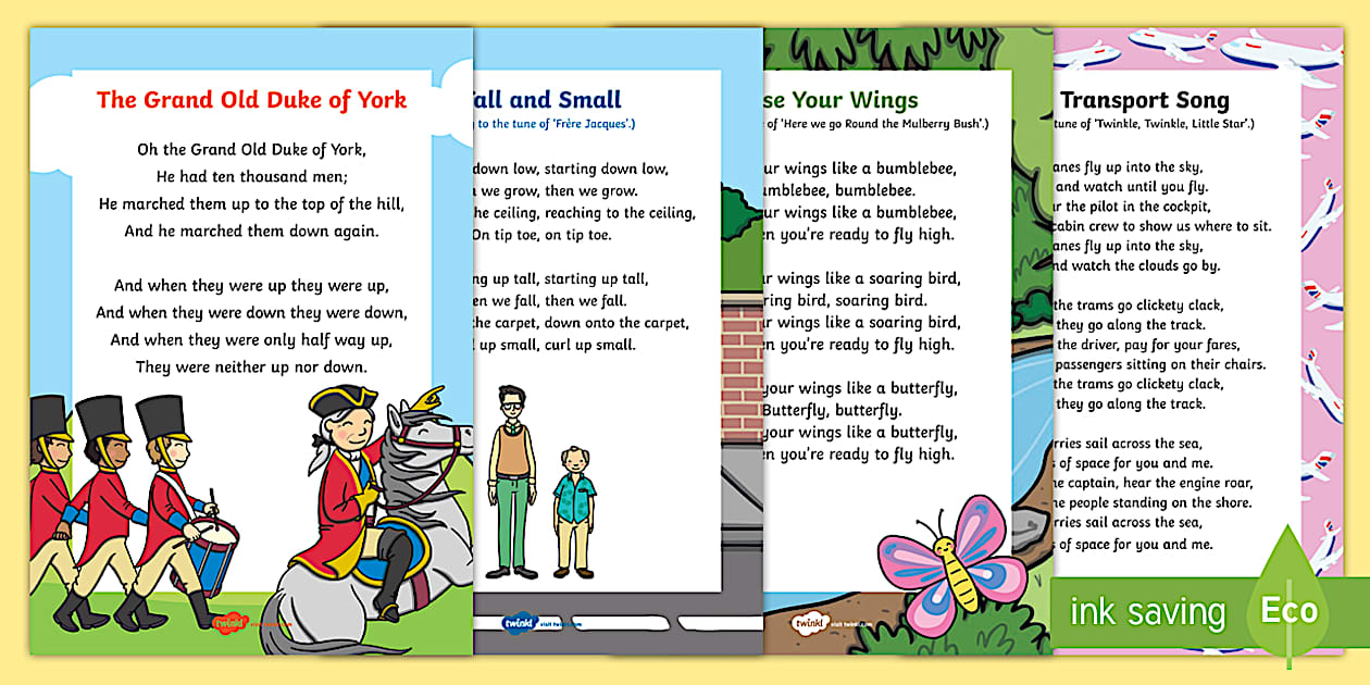 High and Low Concept Songs and Rhymes Resource Pack - Twinkl