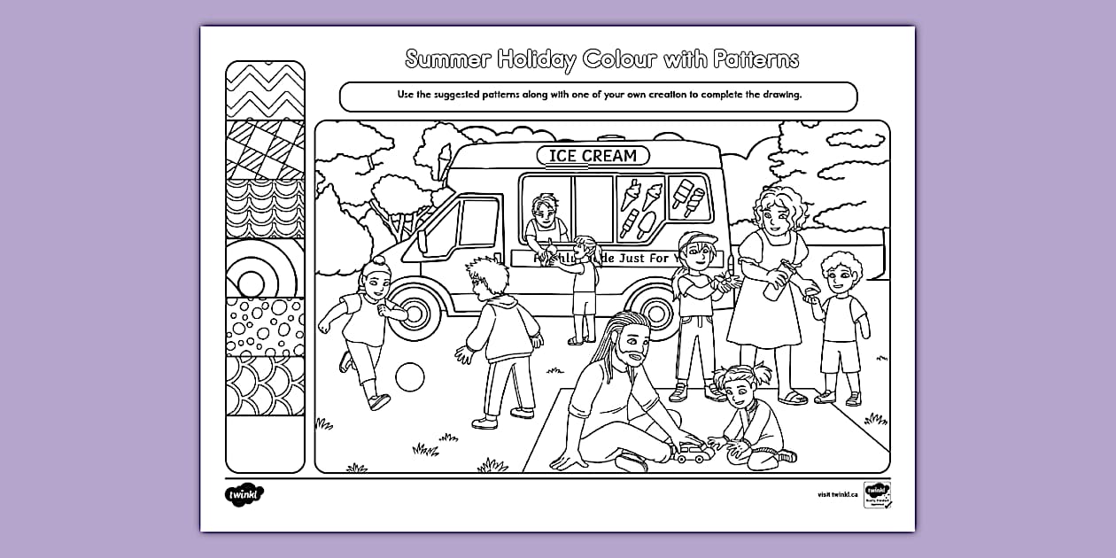 Summer Holiday Colour with Patterns Activity (teacher made)