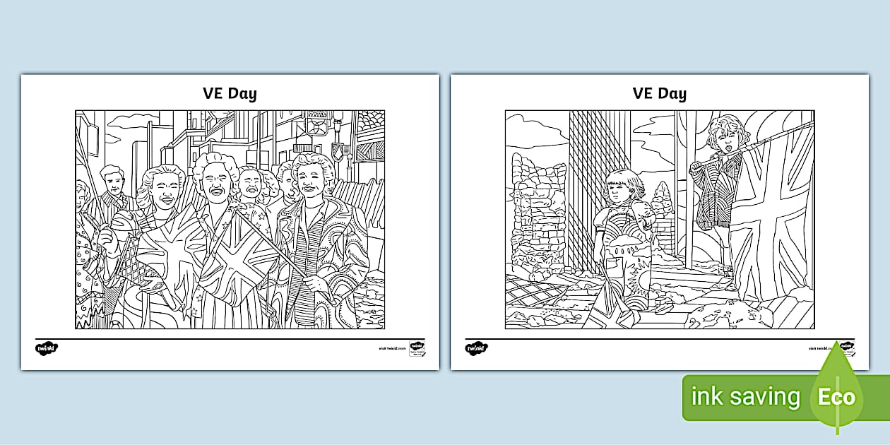 VE Day Mindfulness Colouring Pages for calmness - Twinkl
