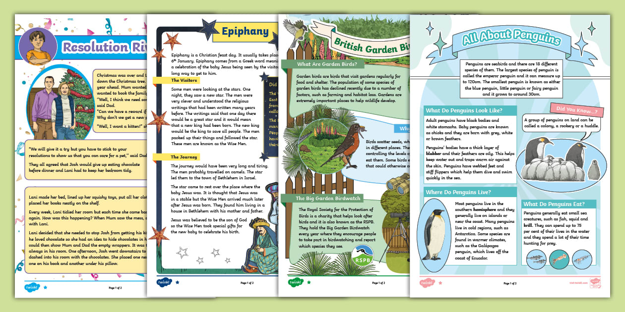 LKS2 January Reading Comprehension Activity Pack - Twinkl