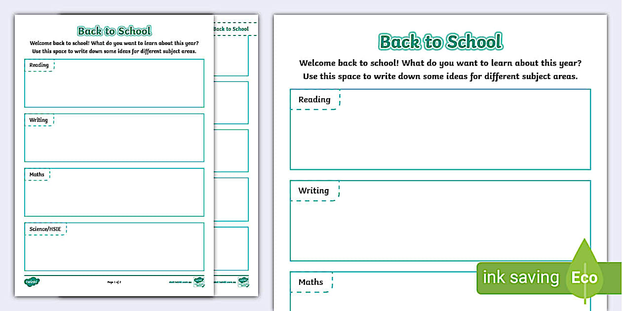 New School Year Expectations Writing Task | Lower Primary