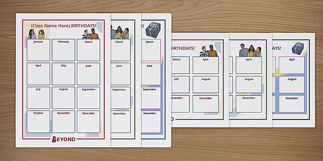 Editable Birthday Charts For Secondary Classrooms - Beyond