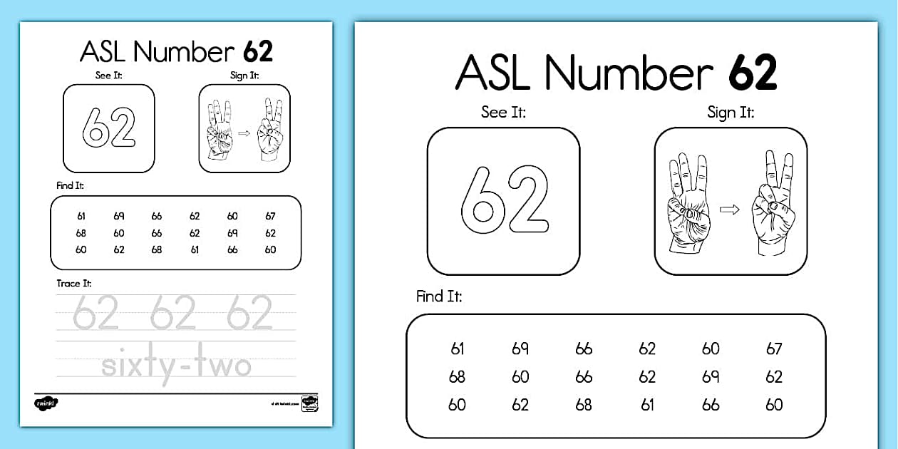 ASL Number 62 Worksheet
