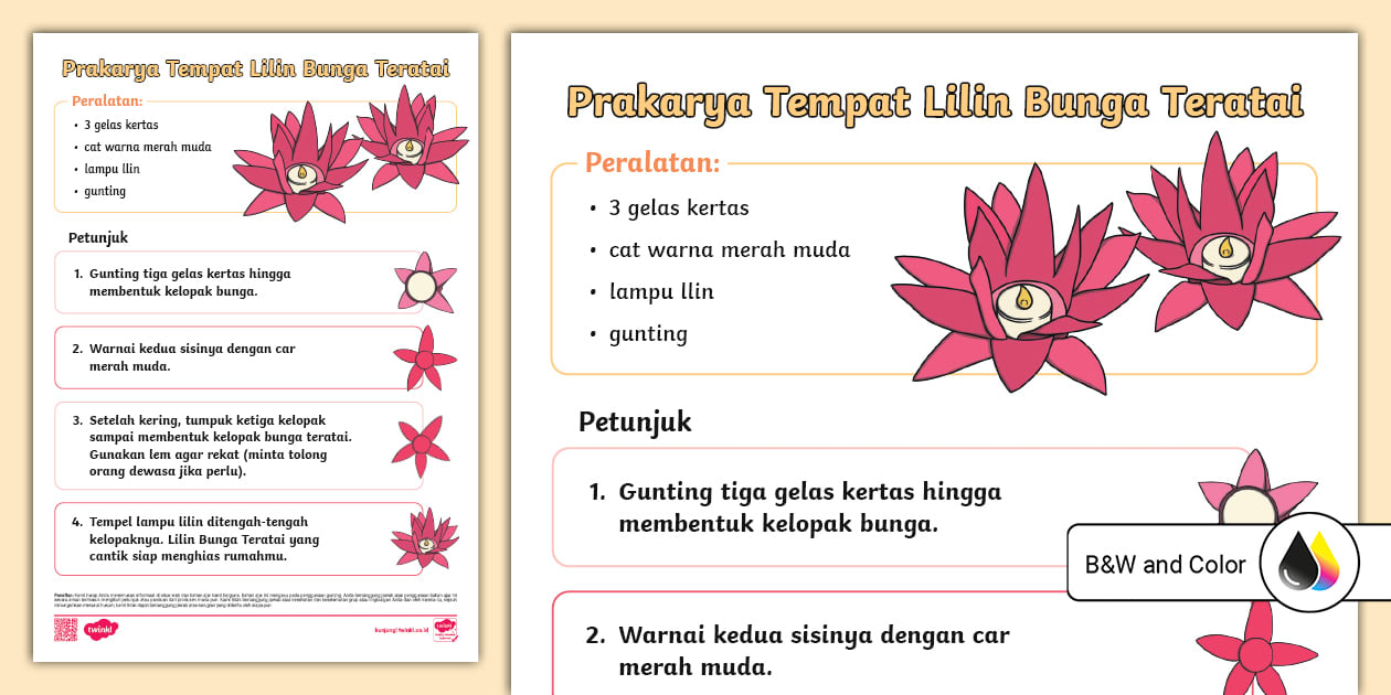 Prakarya Tempat Lilin Bunga Teratai (teacher made) - Twinkl