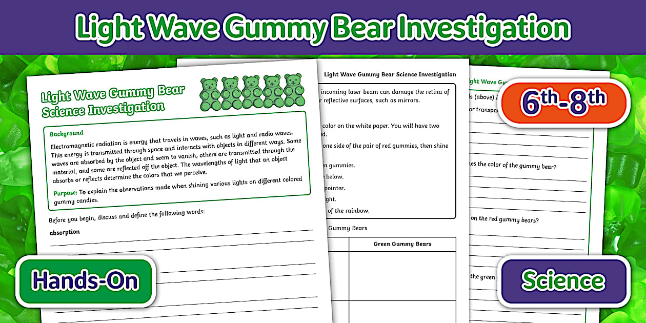 Light Wave Gummy Bear Science Investigation 6th-8th Grade