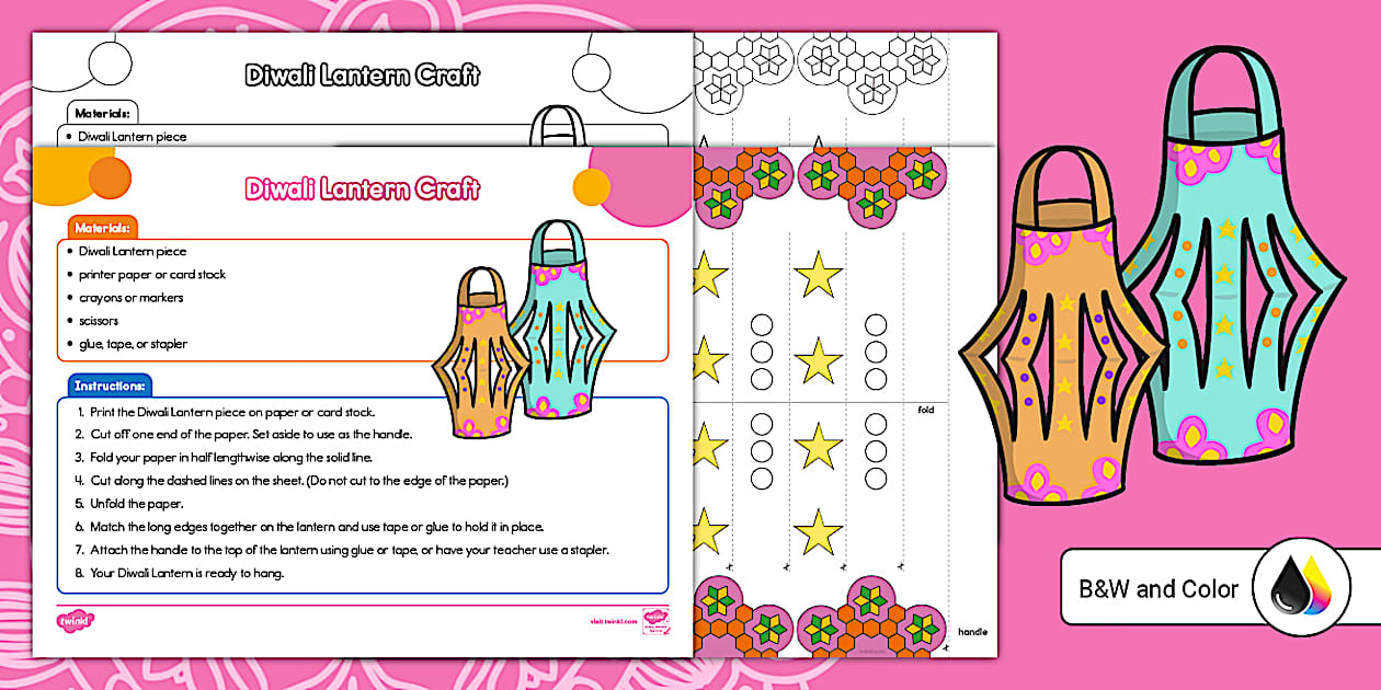 Diwali Lantern DIY Craft Activity Worksheet | Resource | Twinkl USA