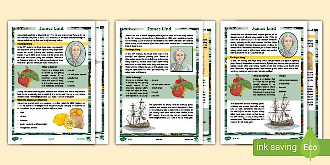 LKS2 James Lind Differentiated Reading Comprehension