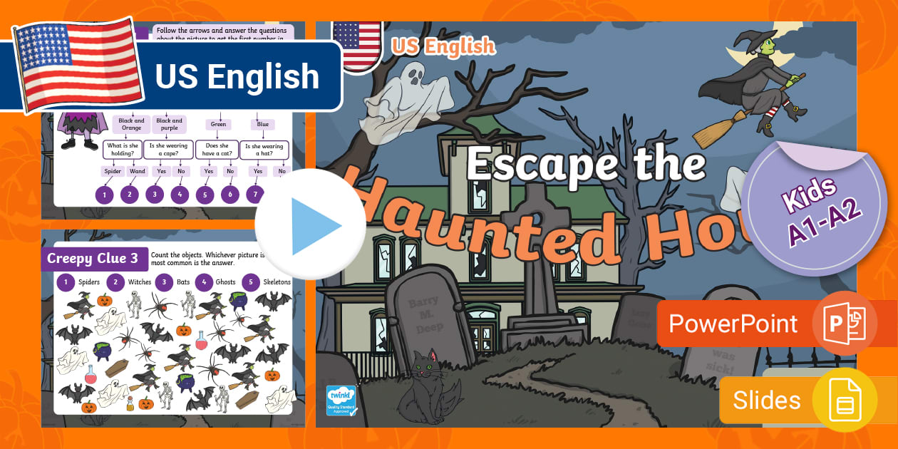 ESL Halloween Escape Room Game {Kids} (teacher made)